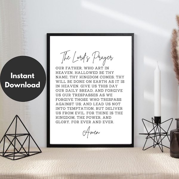 The Lord's Prayer | Bible Verse Quote Wall Art | - Etsy