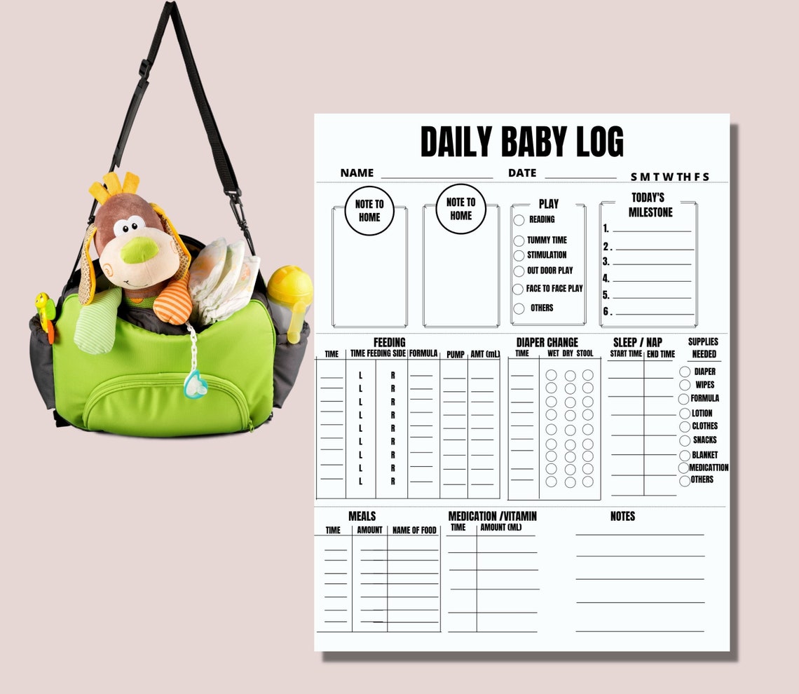 Infant Daily Log| Printable Nanny Log |daily Infant Care Sheet ...
