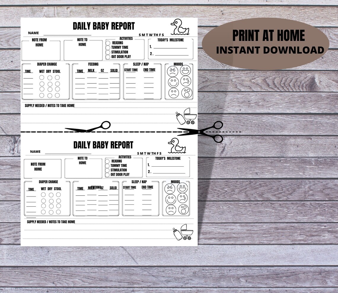 Infant Daily Log| Printable Nanny Log |daily Infant Care Sheet ...