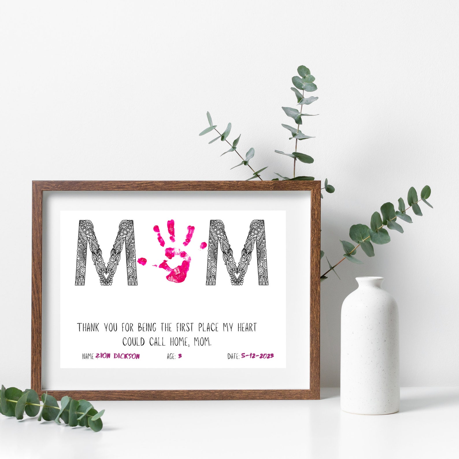 Mother's Day Last Minute Printable DIY Hand Print Art Gift From Kids ...