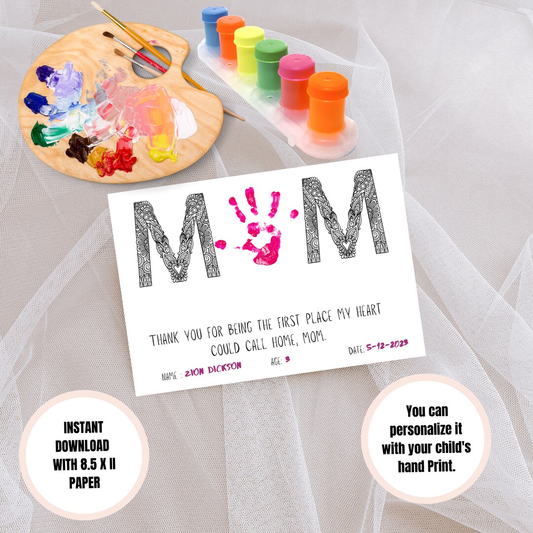 Mother's Day Last Minute Printable DIY Hand Print Art Gift From Kids ...