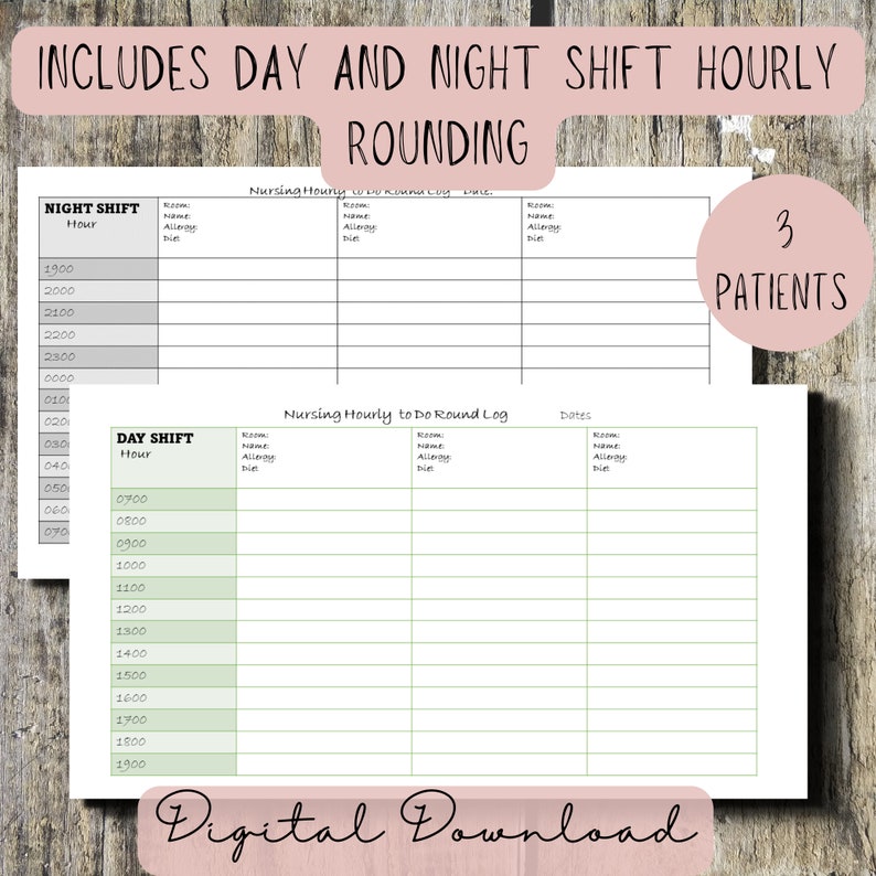 Nursing Report Sheet| Nurse Hourly To-do Planner| Patient Medication ...