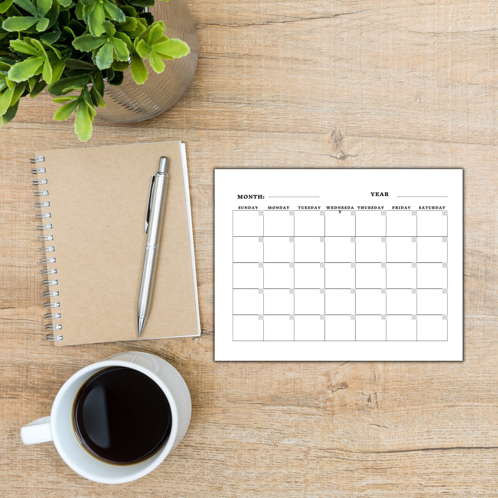 Blank Calender ; Printable |digital Download |perpetual Blank Calendar ...