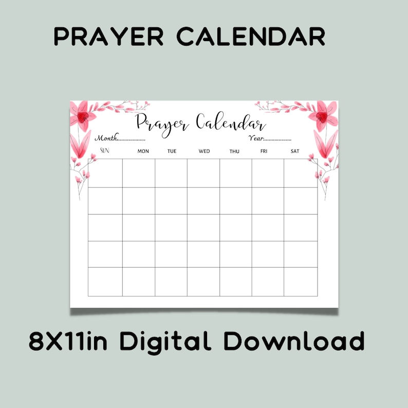 Printable Blank Prayer Calendar | Minimalist Landscape (digital ...