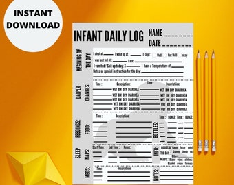 Printable Nanny Log - Daily Infant Care Sheet - Babysitter Caregiver ...