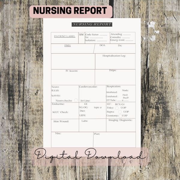 Nursing Documentation Template - Etsy