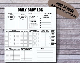 Printable Nanny Log - Daily Infant Care Sheet - Babysitter Caregiver ...