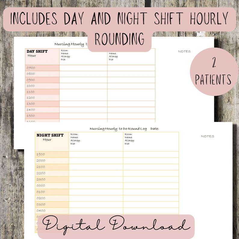 Nursing Report Sheet| Nurse Hourly To-do Planner| Patient Medication ...