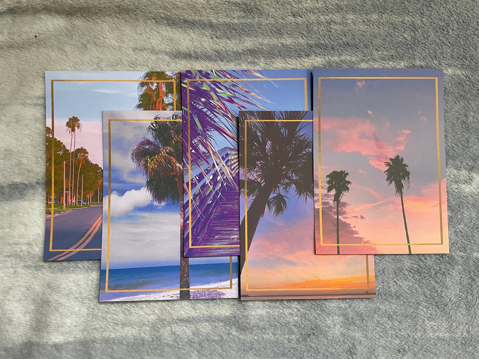 Palm Tree Stationery Set of Five Beach Greeting Cards With - Etsy