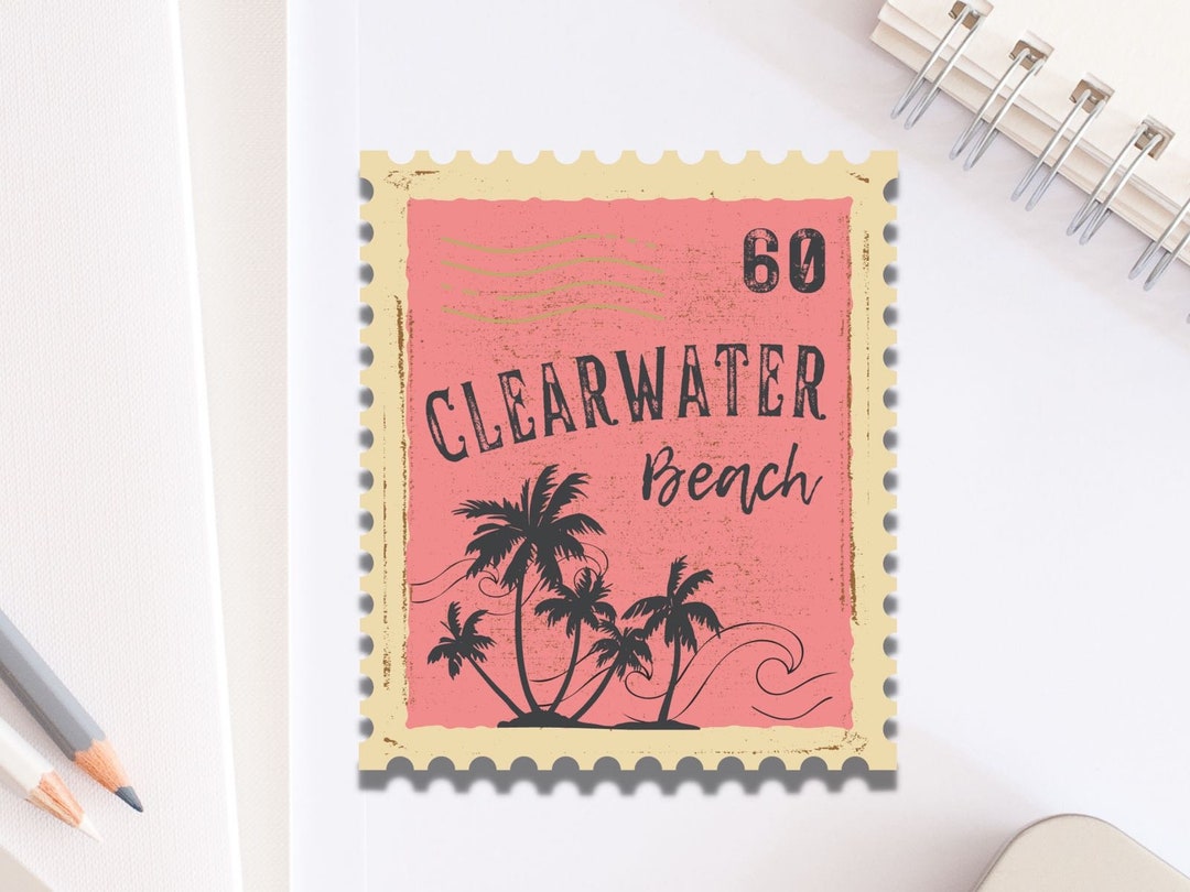 Clearwater Beach Souvenir Stamp Sticker for Laptop | Florida Summer ...