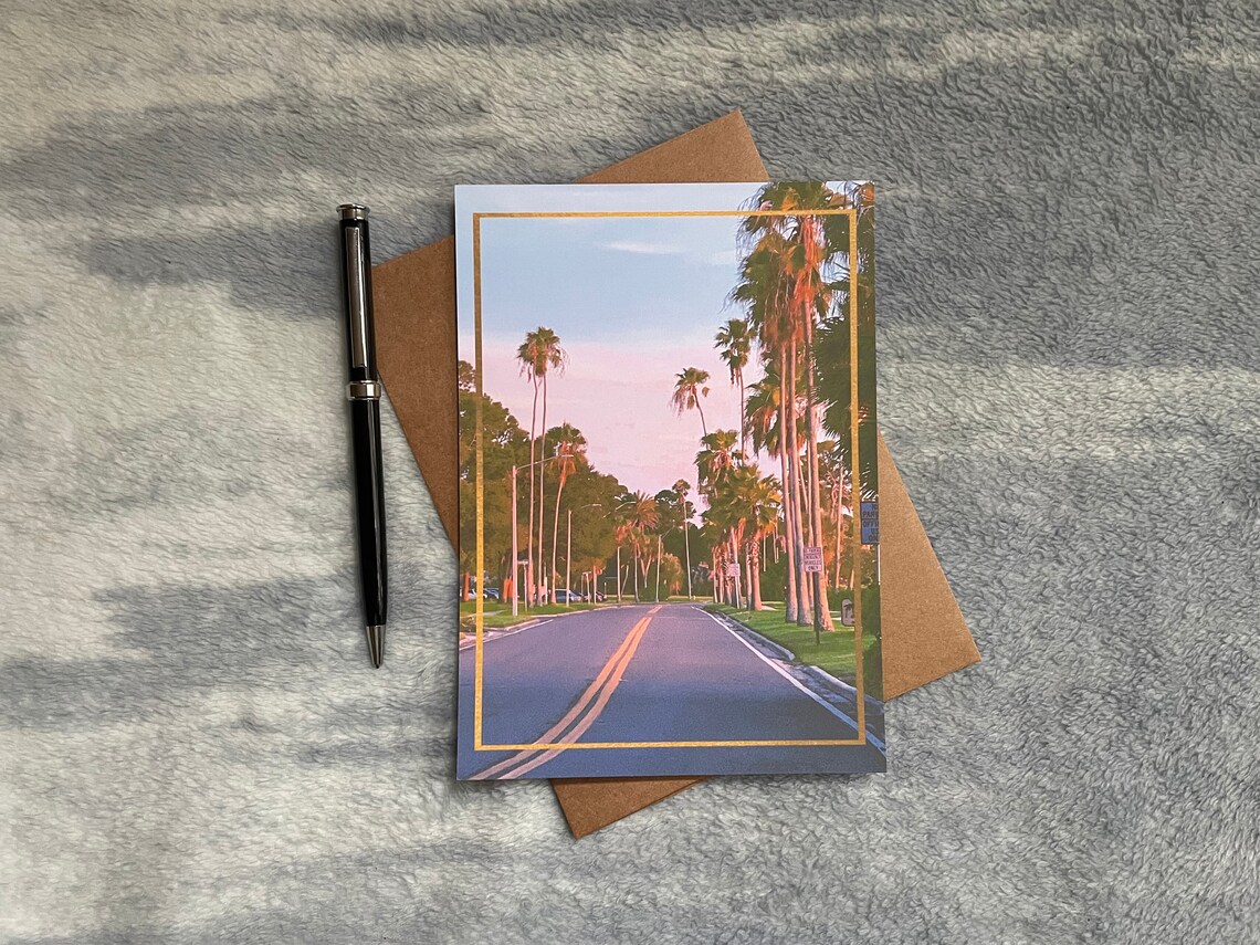 Palm Tree Stationery Set of Five Beach Greeting Cards With - Etsy