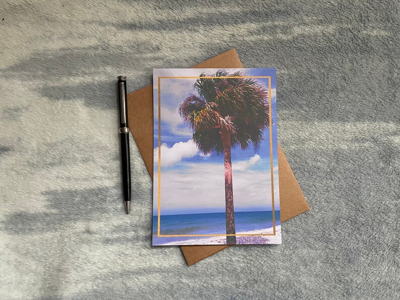 Palm Tree Stationery Set of Five Beach Greeting Cards With - Etsy