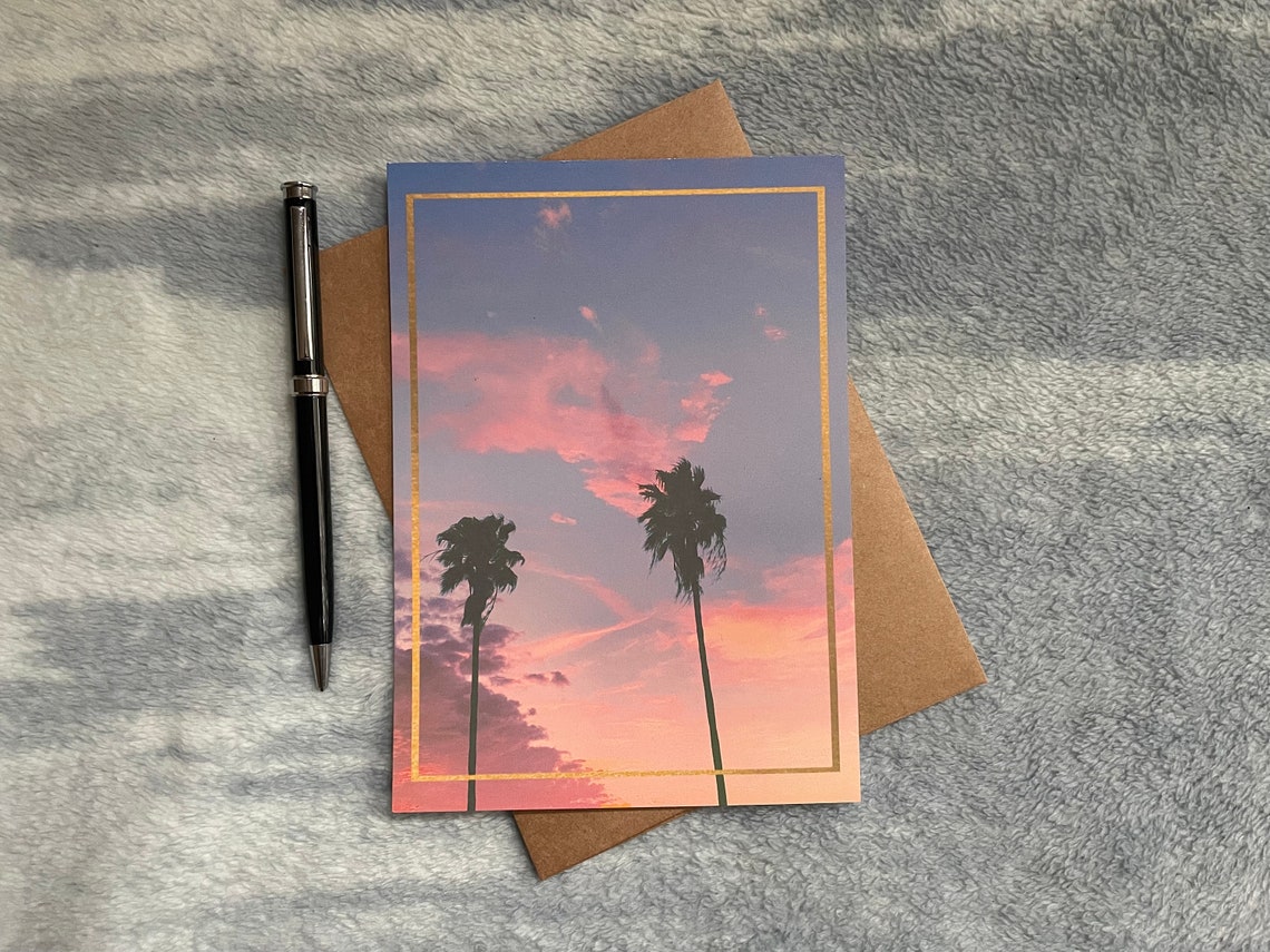 Palm Tree Stationery Set of Five Beach Greeting Cards With - Etsy