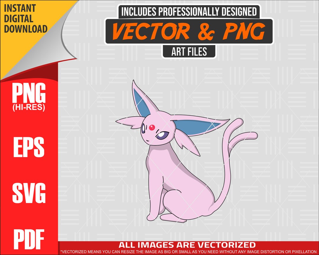 High Quality Pokemon Espeon SVG PNG 300 Dpi Clipart #196 - Etsy