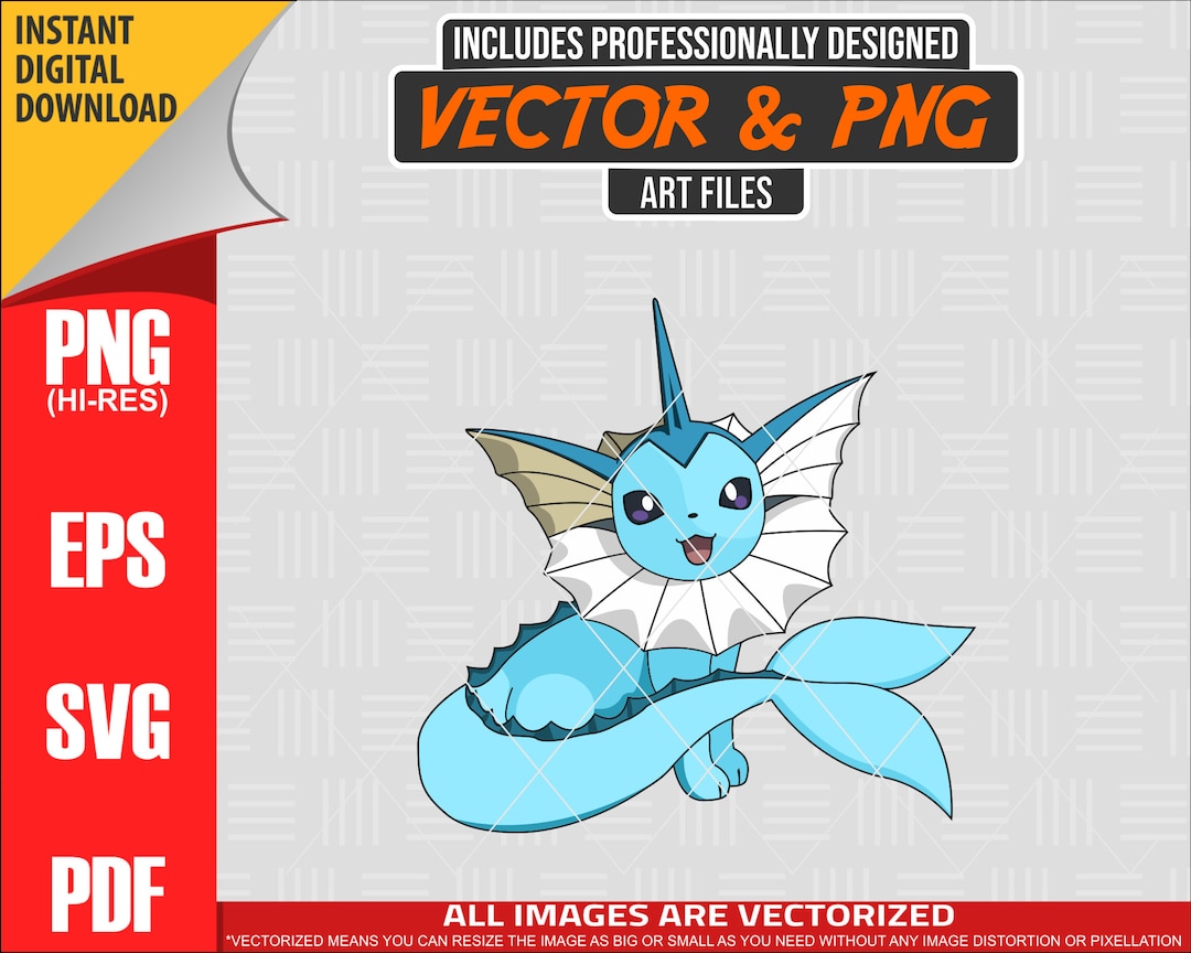 High Quality Pokemon Vaporeon SVG PNG 300 Dpi Clipart #134 - Etsy