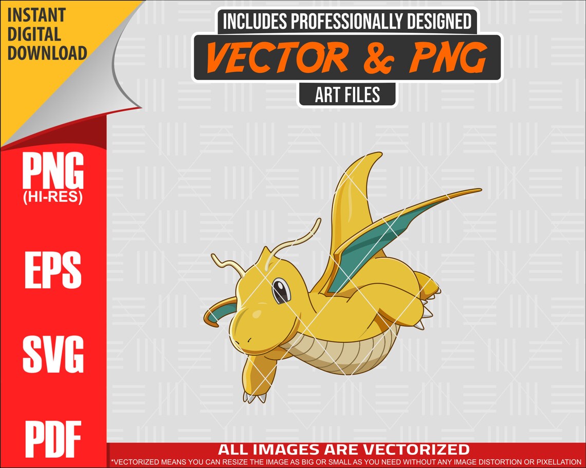 High Quality Pokemon Dragonite SVG PNG 300 Dpi Clipart #149 - Etsy