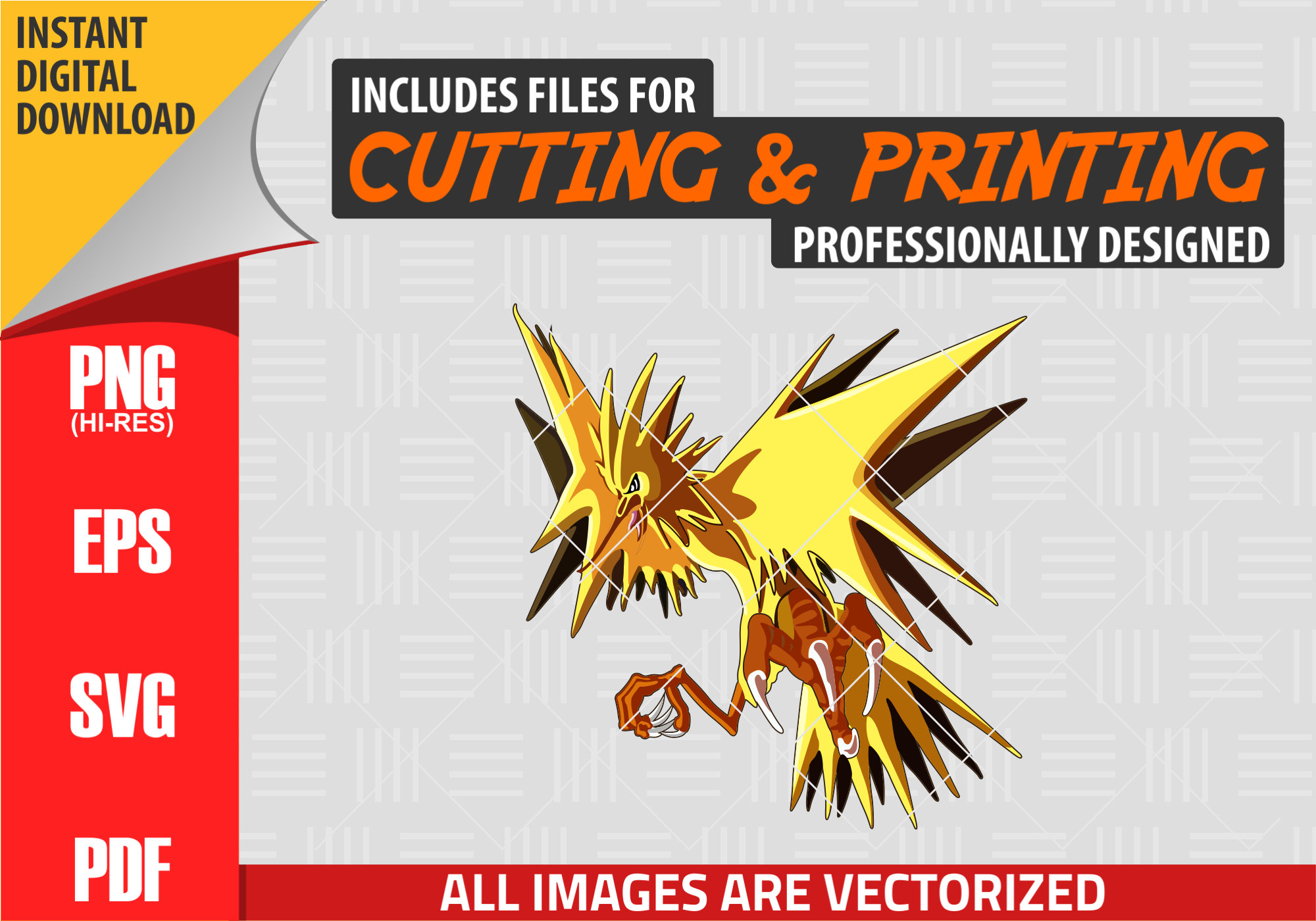High Quality Pokemon Zapdos SVG PNG 300 Dpi Clipart #145 - Etsy