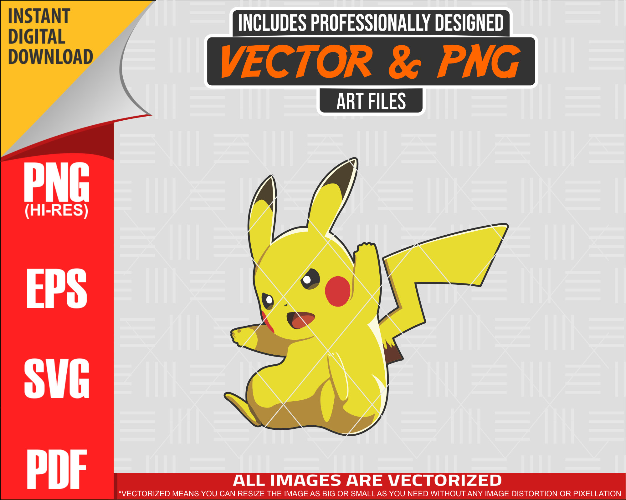 High Quality Pokemon Pikachu SVG PNG 300 Dpi Clipart #025 - Etsy