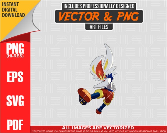 High Quality Pokemon Cinderace SVG PNG 300 Dpi Clipart 815 | Etsy