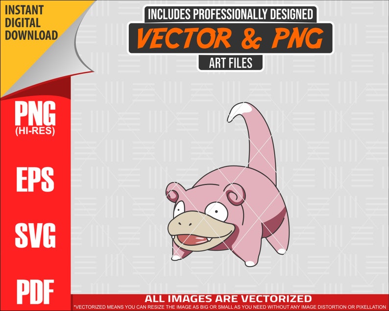 Pokemon slowpoke svg png de alta calidad 300 dpi Clipart 079 - Etsy España