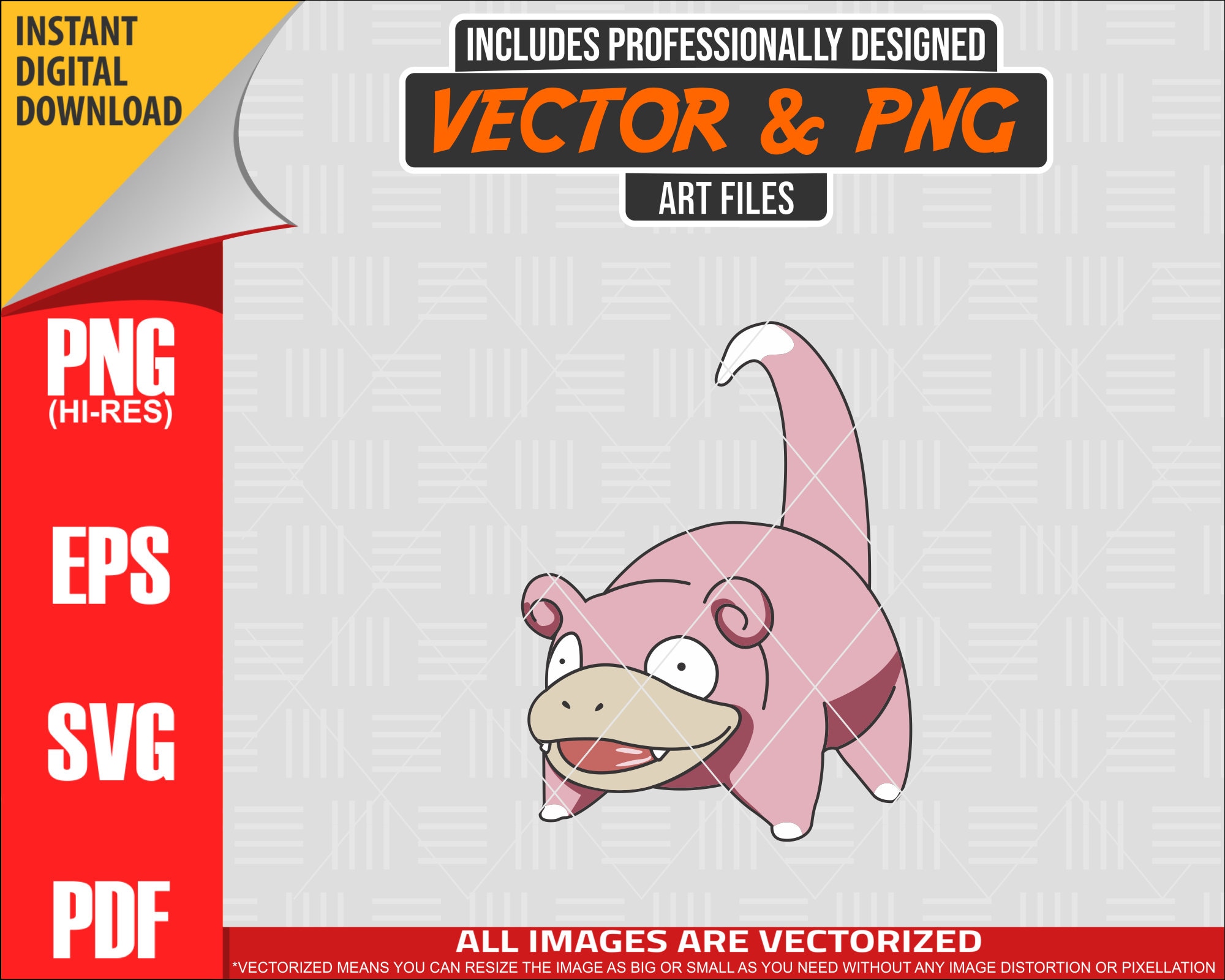 High Quality Pokemon Slowpoke SVG PNG 300 Dpi Clipart #079 - Etsy