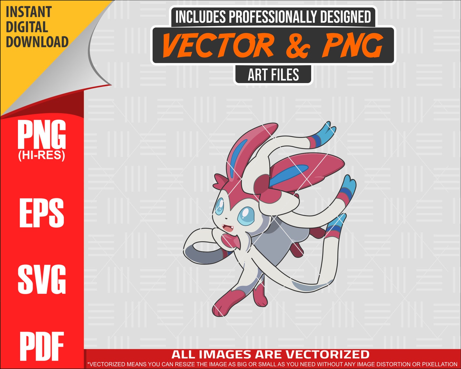 High Quality Pokemon Sylveon SVG PNG 300 Dpi Clipart #700 - Etsy