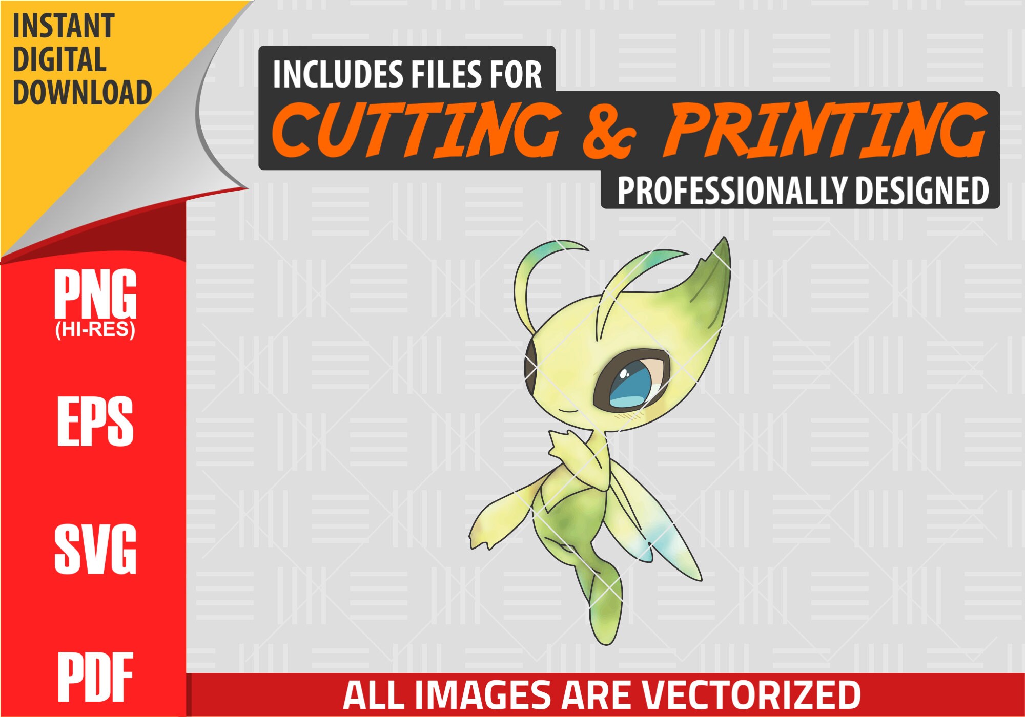 High Quality Pokemon Celebi SVG PNG 300 Dpi Clipart #251 - Etsy