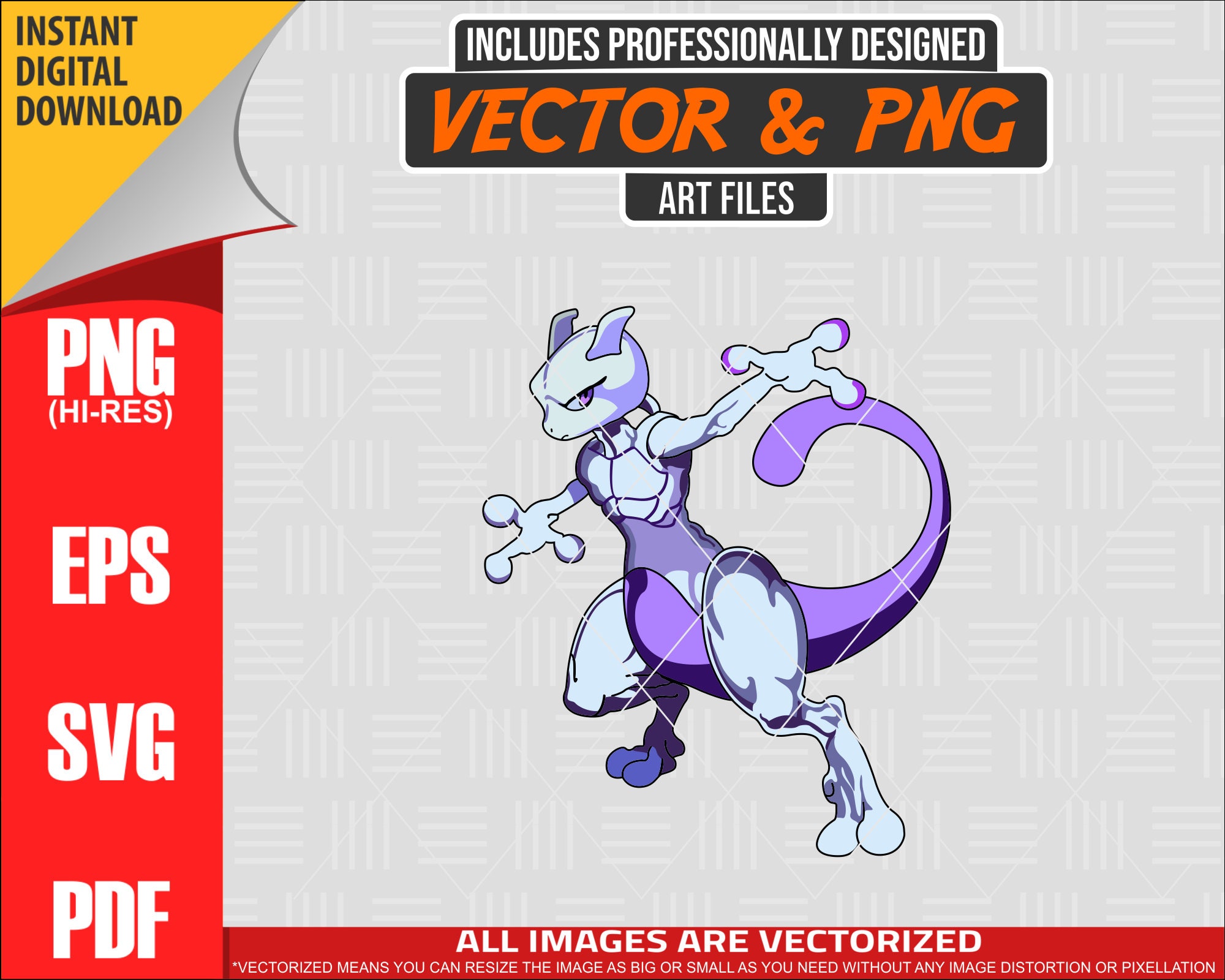 High Quality Pokemon Mewtwo SVG PNG 300 Dpi Clipart 150 - Etsy