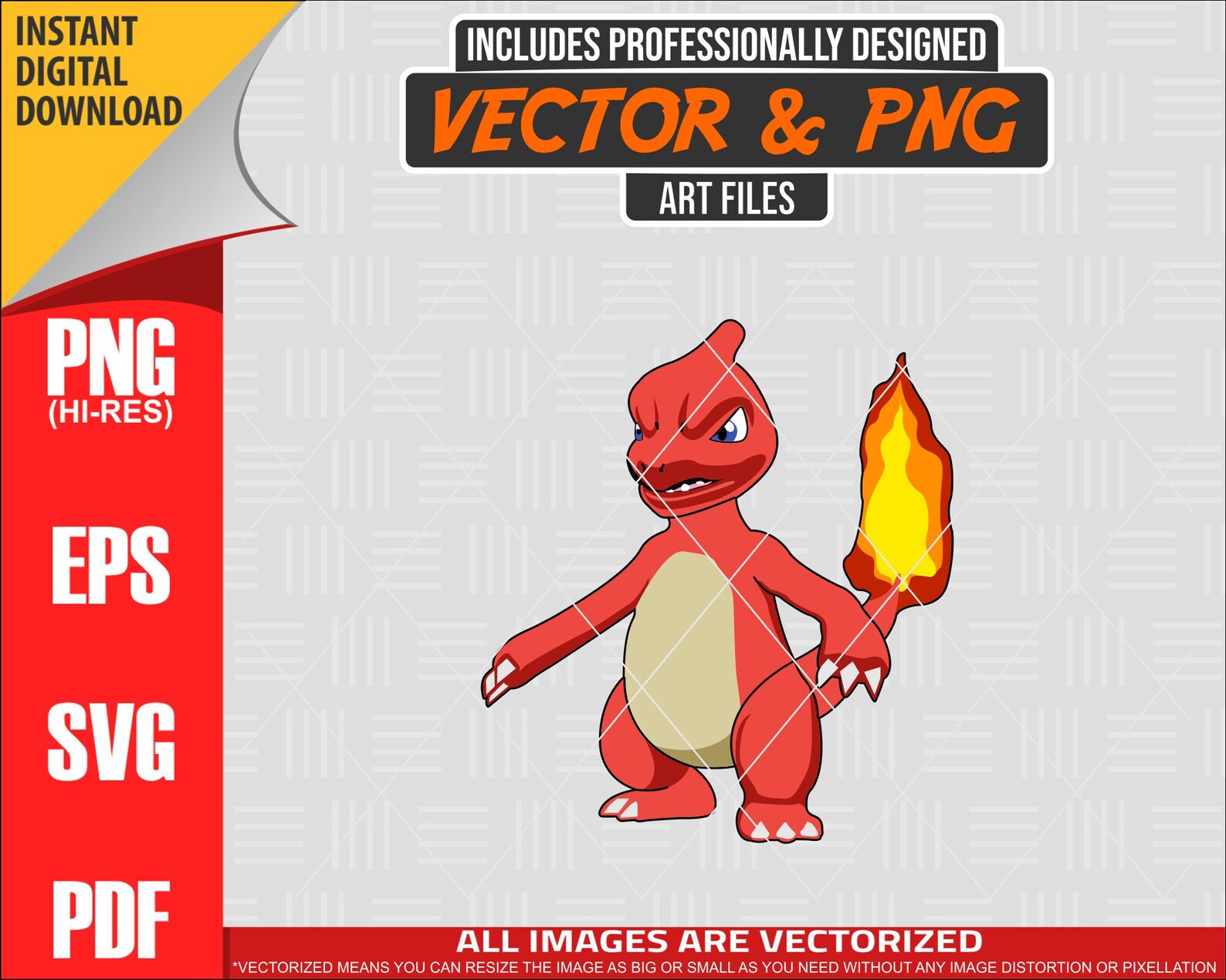 High Quality Pokemon Charmeleon SVG PNG 300 Dpi Clipart #005 - Etsy