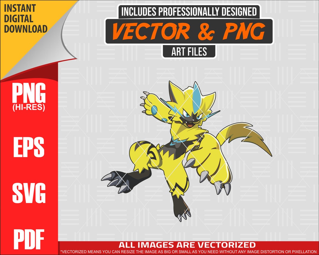 High Quality Pokemon Zeraora SVG PNG 300 Dpi Clipart #807 - Etsy