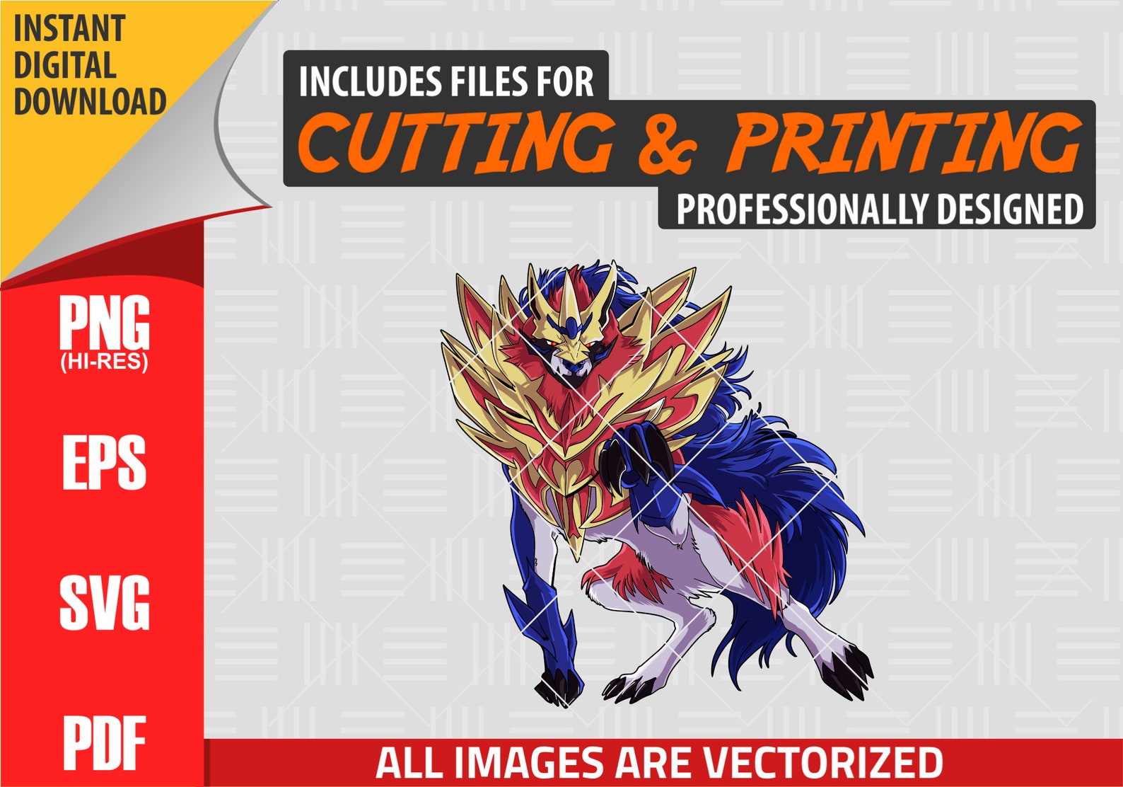 High Quality Pokemon Crowned Zamazenta SVG PNG 300 Dpi Clipart #889 - Etsy