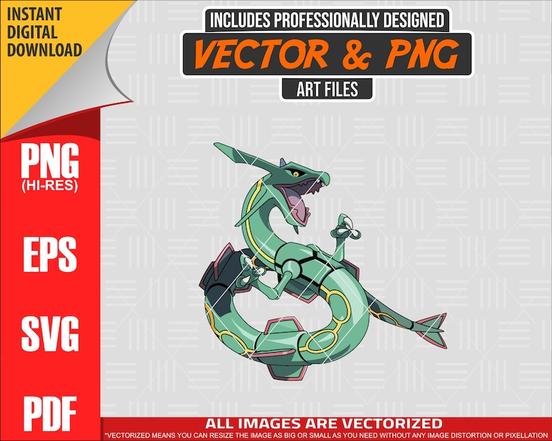 Pokemon rayquaza SVG PNG 300 dpi Clipart #384 de alta calidad - Etsy México