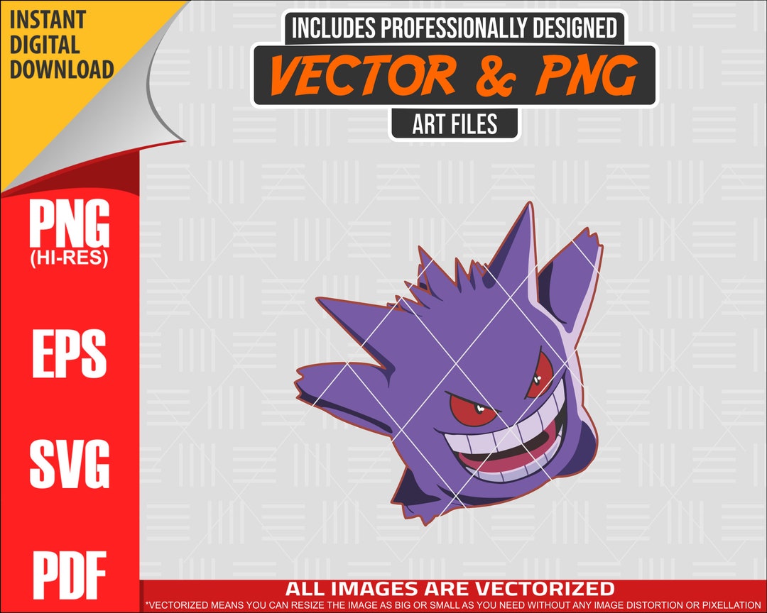 High Quality Pokemon Gengar SVG PNG 300 Dpi Clipart 094 - Etsy