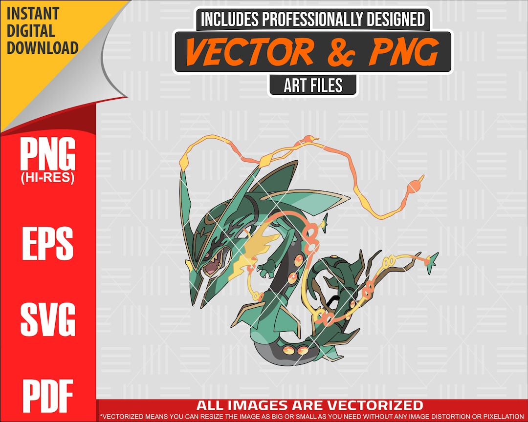 High Quality Pokemon Mega Rayquaza SVG PNG 300 Dpi Clipart #384 - Etsy