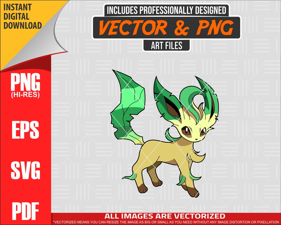 High Quality Pokemon Leafeon SVG PNG 300 Dpi Clipart 470 - Etsy