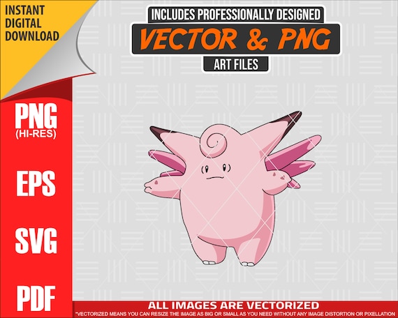 High Quality Pokemon Clefable SVG PNG 300 Dpi Clipart 036 | Etsy