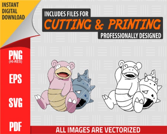 High Quality Pokemon Slowbro SVG PNG 300 Dpi Clipart 080 - Etsy