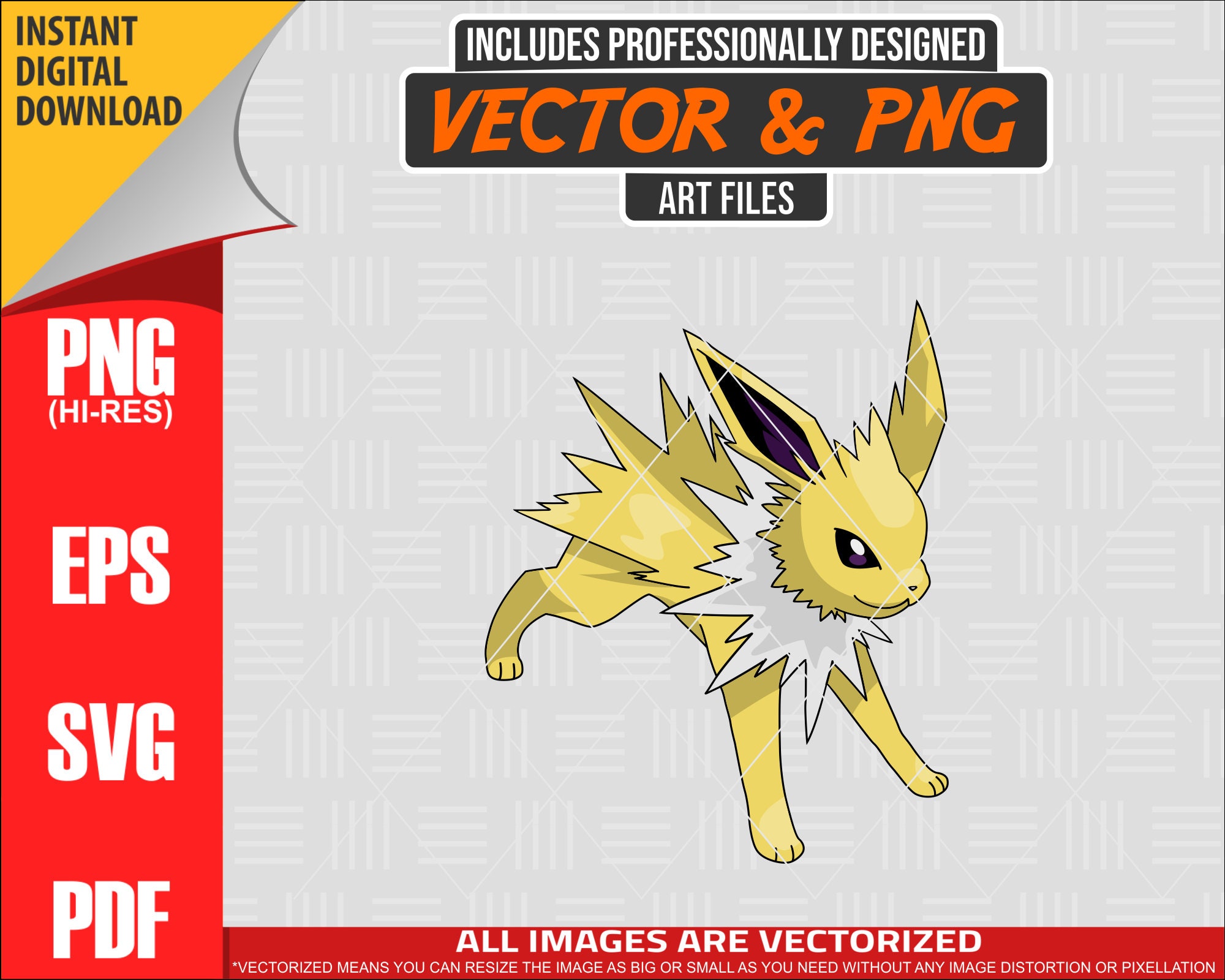 High Quality Pokemon Jolteon SVG PDF 300 Dpi Clipart #135 - Etsy