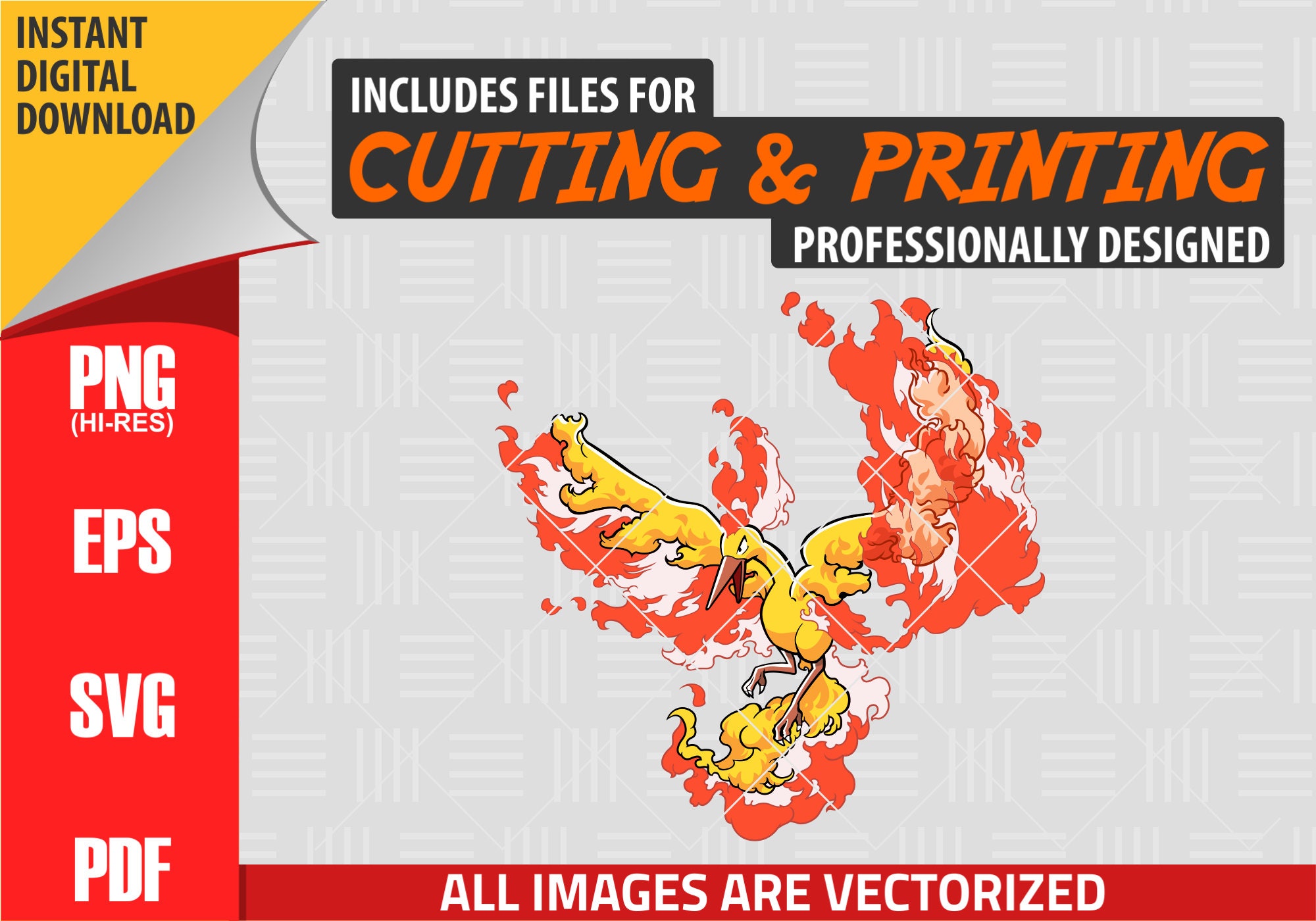 High Quality Pokemon Moltres SVG PNG 300 Dpi Clipart #146 - Etsy