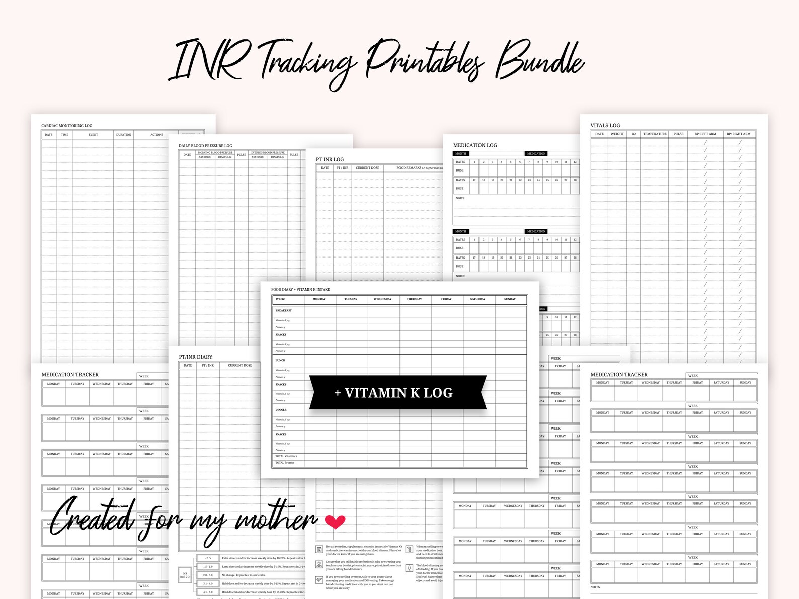 PT INR Log Book Printable, Inr Tracker, INR Anticoagulant Medication ...