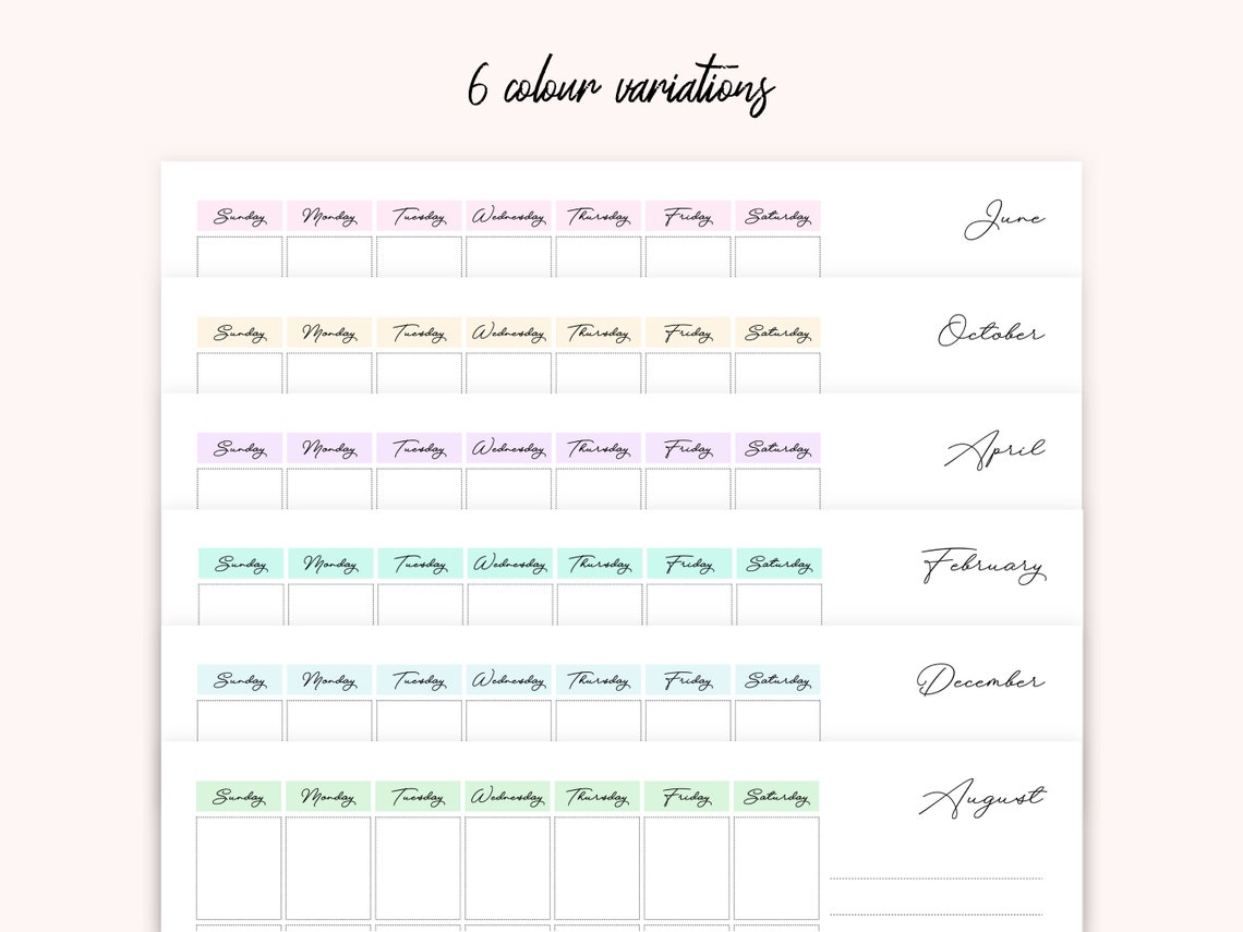 Printable Monthly Blank Calendar / A4 Printable Calendar / - Etsy