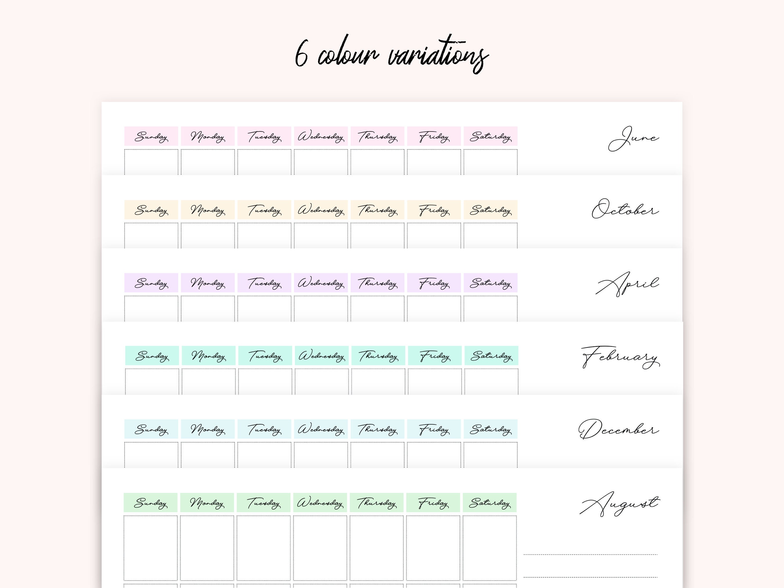 Printable Monthly Blank Calendar / A4 Printable Calendar / Printable ...