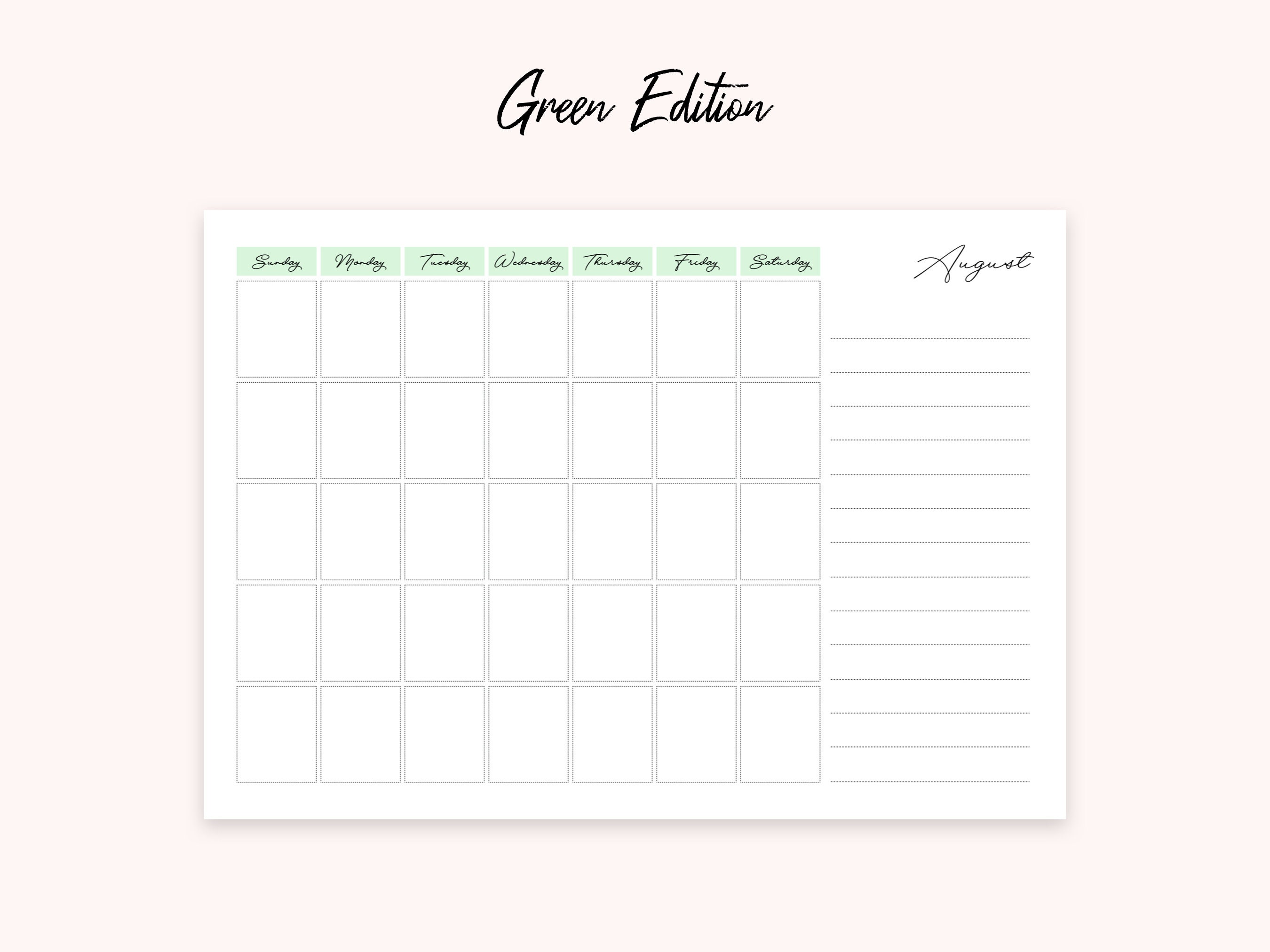 Printable Monthly Blank Calendar / A4 Printable Calendar / - Etsy