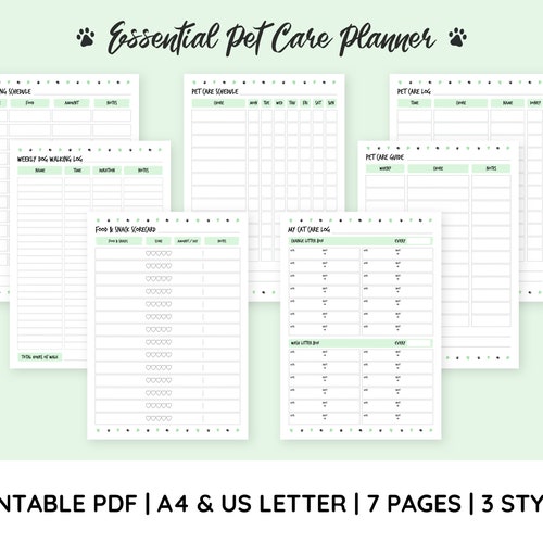 Cat Care Planner 27 Pages PDF Printable Cat Care Sheets - Etsy