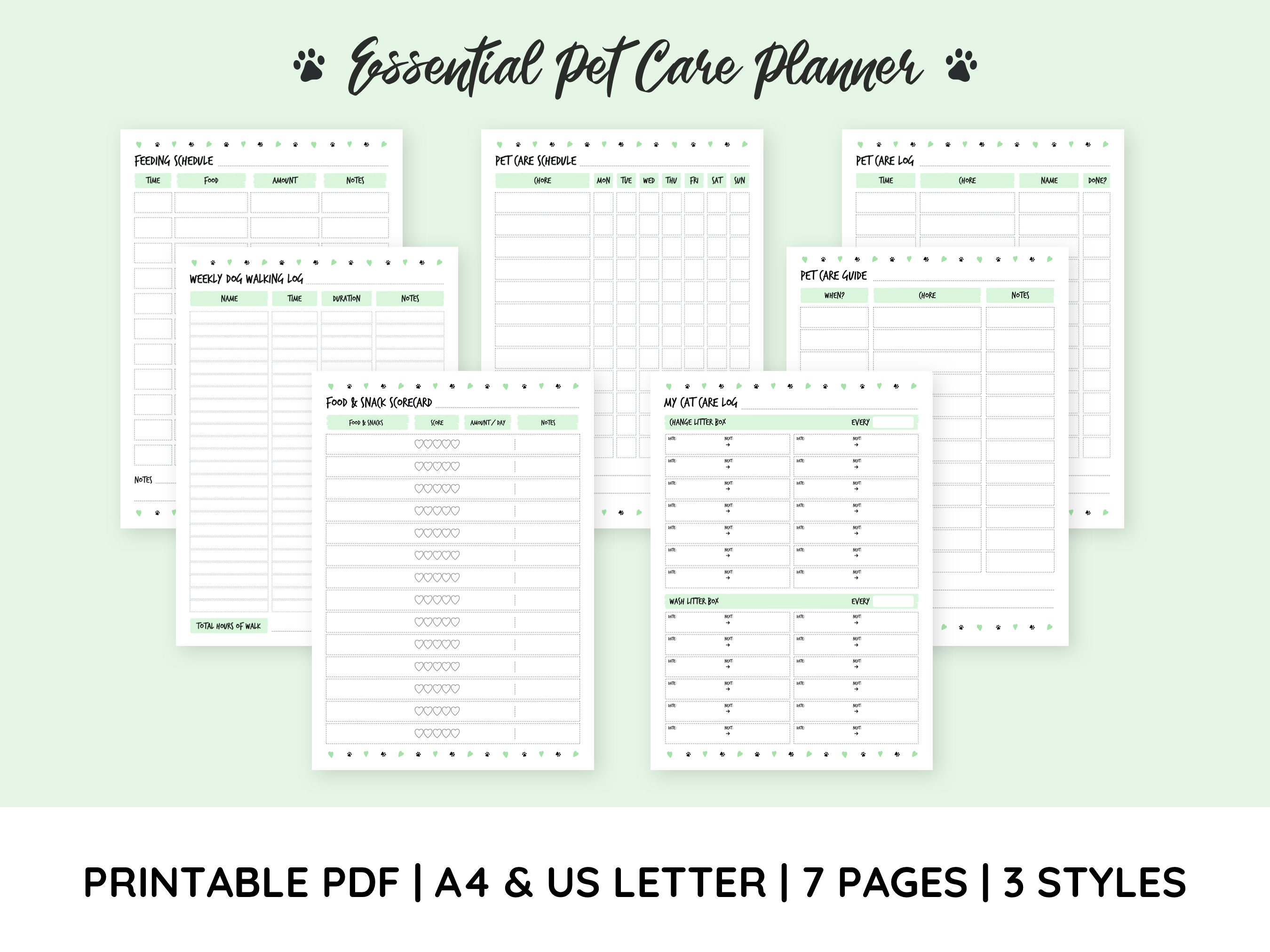 Essential Pet Care Planner | Instant Download | PDF Printable | A4 + US ...