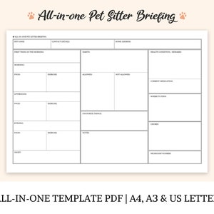 All-in-one Pet Care Notes / Pet Sitter Manual | Instant Download | PDF ...