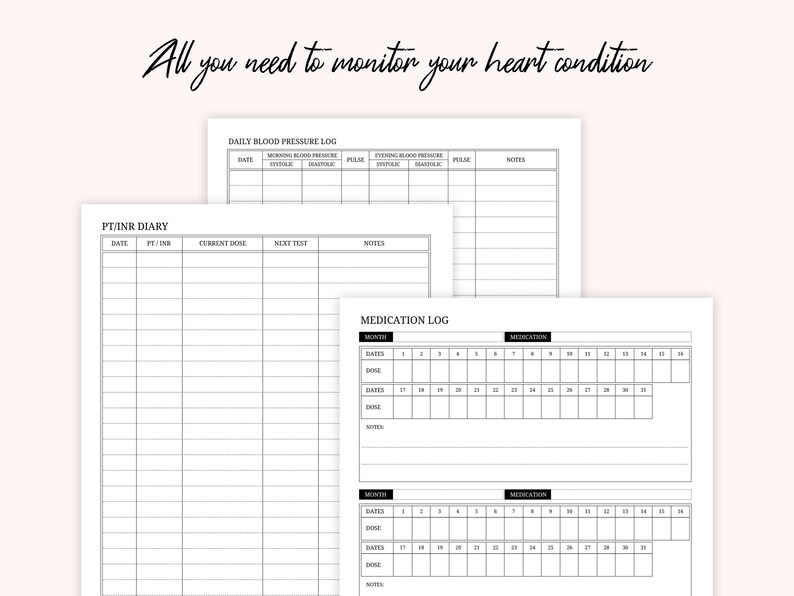 Healthy Heart Medication Log Book/ Anticoagulant Log / INR Tracker ...