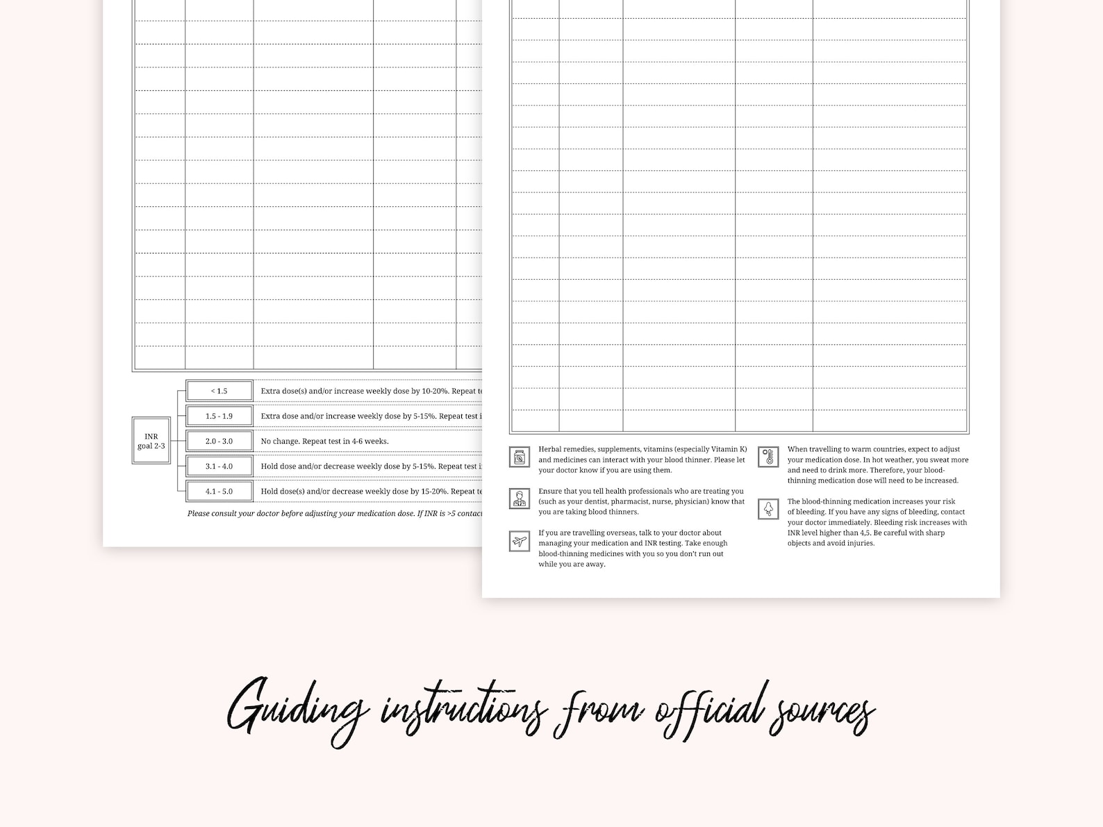 PT INR Log Book Printable, Inr Tracker, INR Anticoagulant Medication ...
