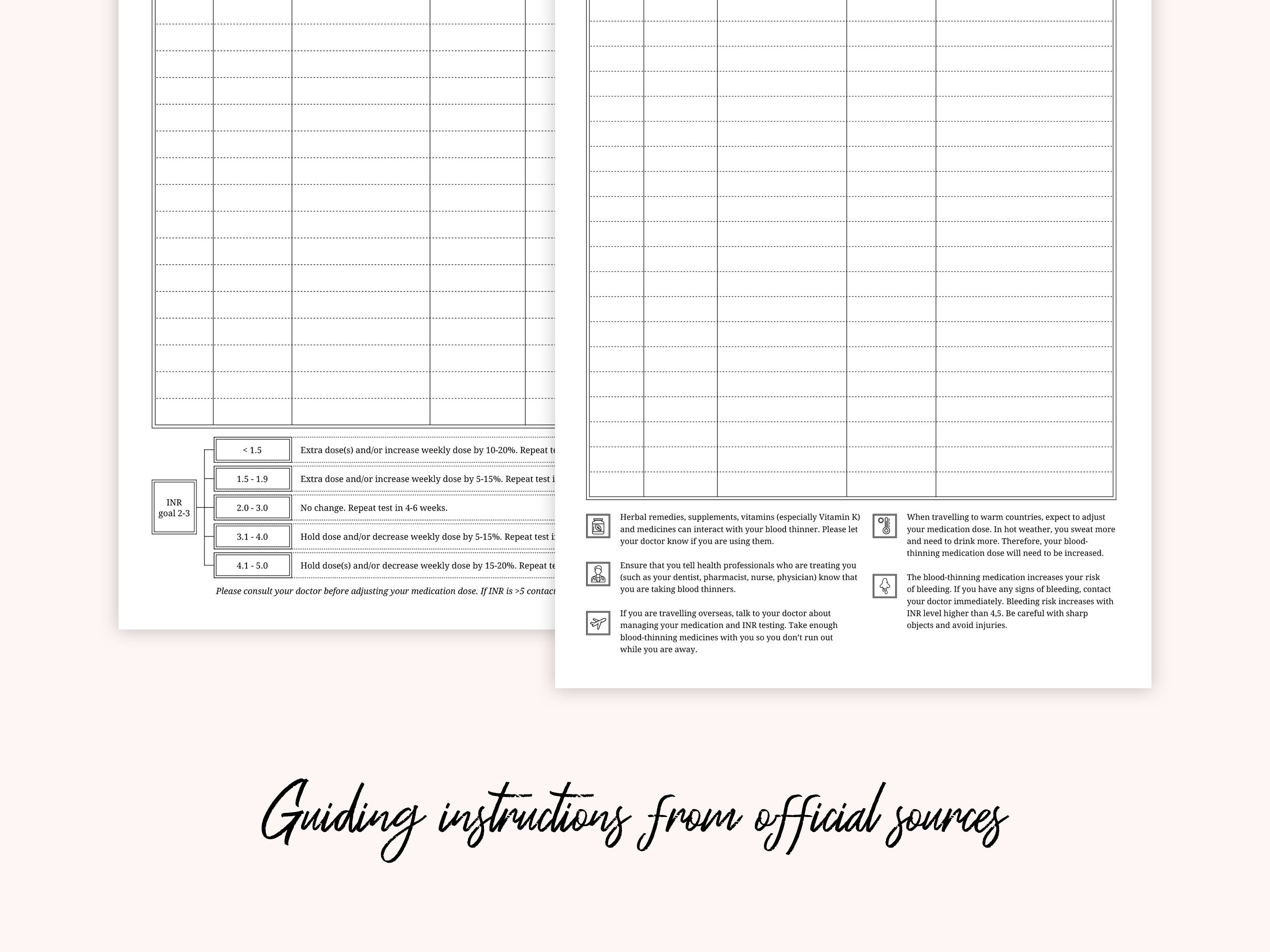 PT INR Log Book Printable, Inr Tracker, INR Anticoagulant Medication ...