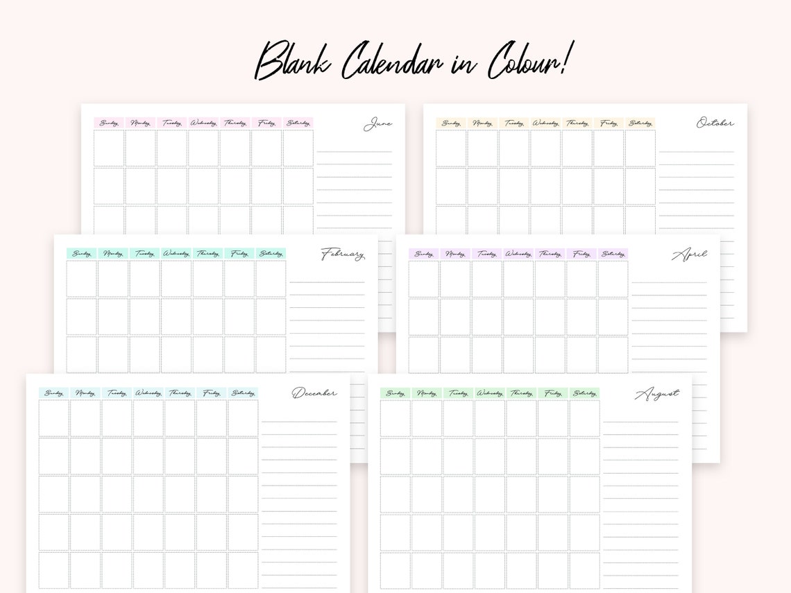 Printable Monthly Blank Calendar / A4 Printable Calendar / - Etsy
